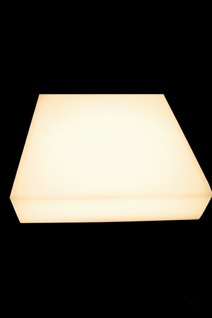 Светящаяся тротуарная плитка White теплая LED 12В для уличного и ландшафтного освещения 20*20 см