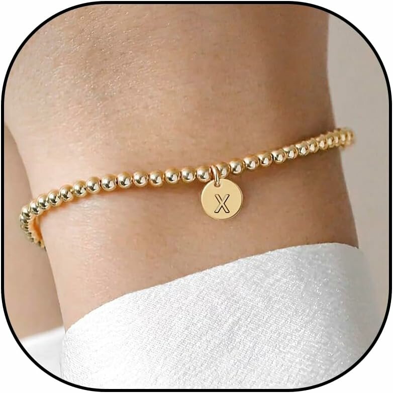 Женский браслет из бусин в форме сердца с покрытием из 14-каратного золота, эластичный браслет из бусин с буквами, браслет с персонализированным именем, подарок на день рождения в знак дружбы, подарок на День святого Валентина, женские украшения