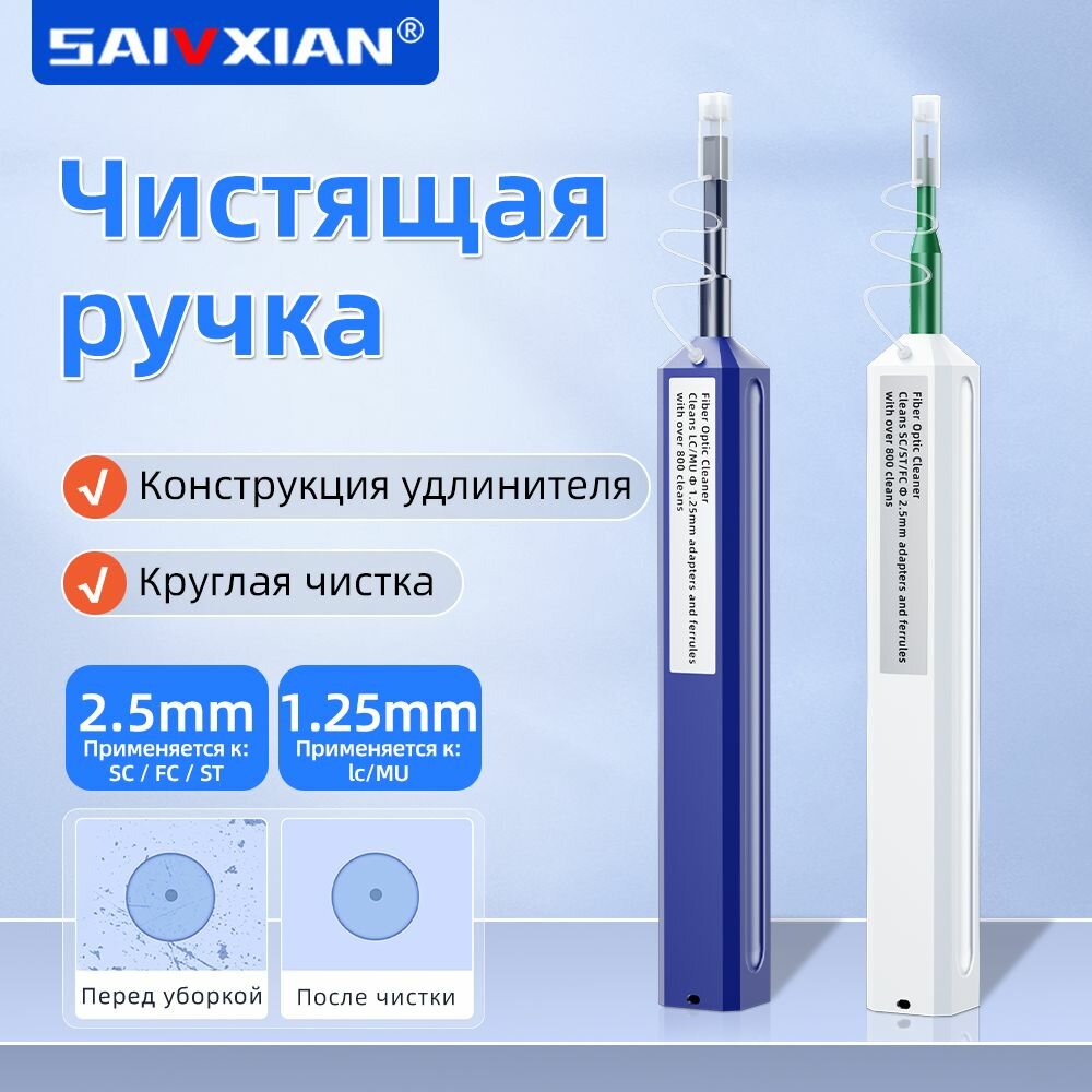SAIVXIAN, инструмент для очистки оптического волокна FTTH, 2,5 мм LC MU, 1,25 мм SC FC ST LC, интеллектуальный очиститель оптических разъемов