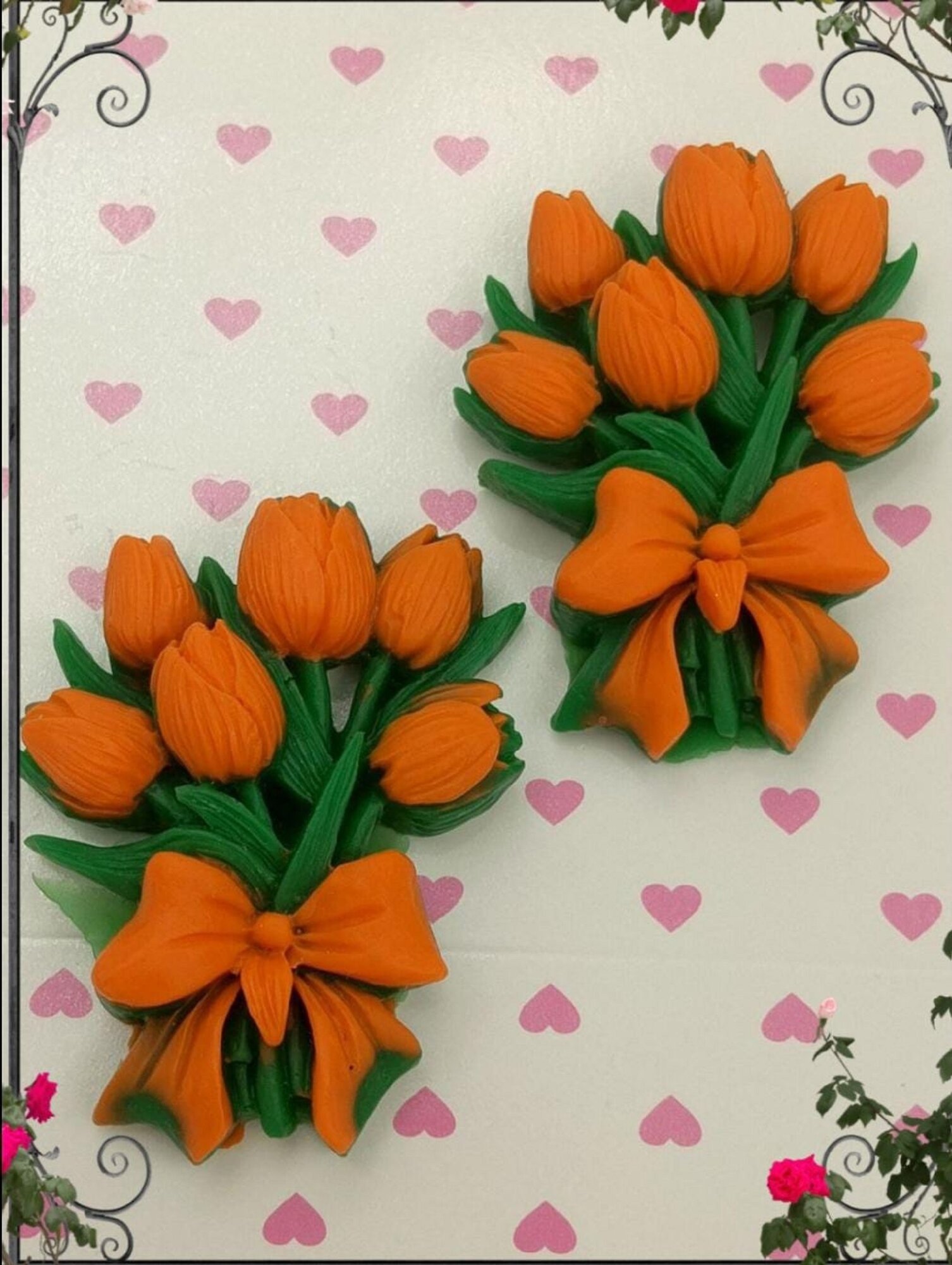 Мыло ручной работы "Мини Букет тюльпанов" 2 шт на Подарок близким