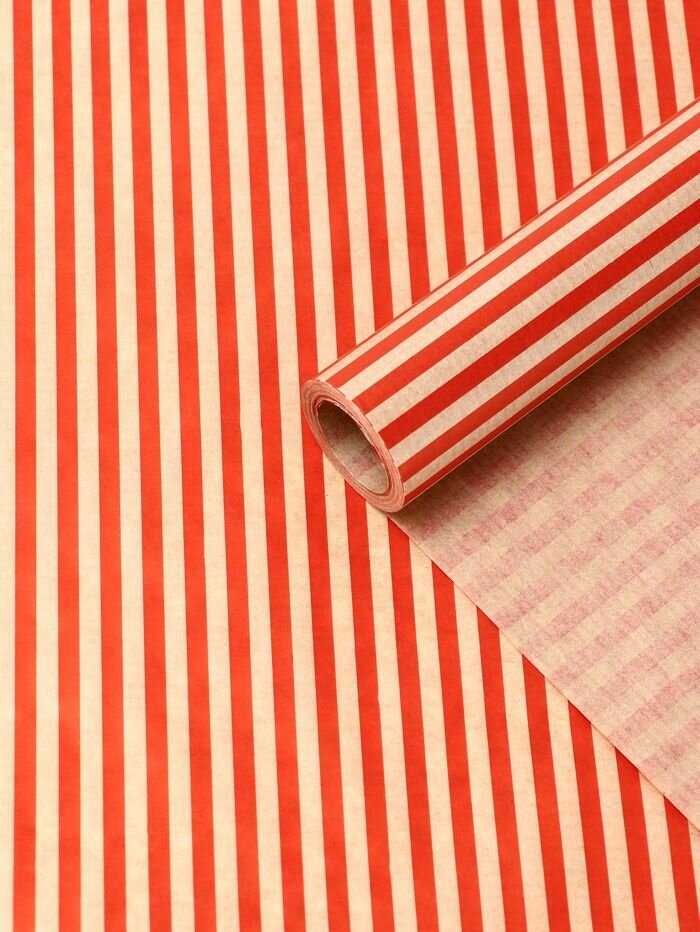 Бумага упаковочная крафт Полосы красные , 0.68 10 5% м, 60 г