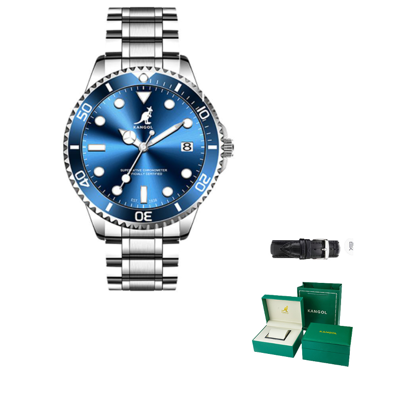 Часы дайверы мужские KANGOL 1394676524 кварцевые, зеленый циферблат, стальной браслет