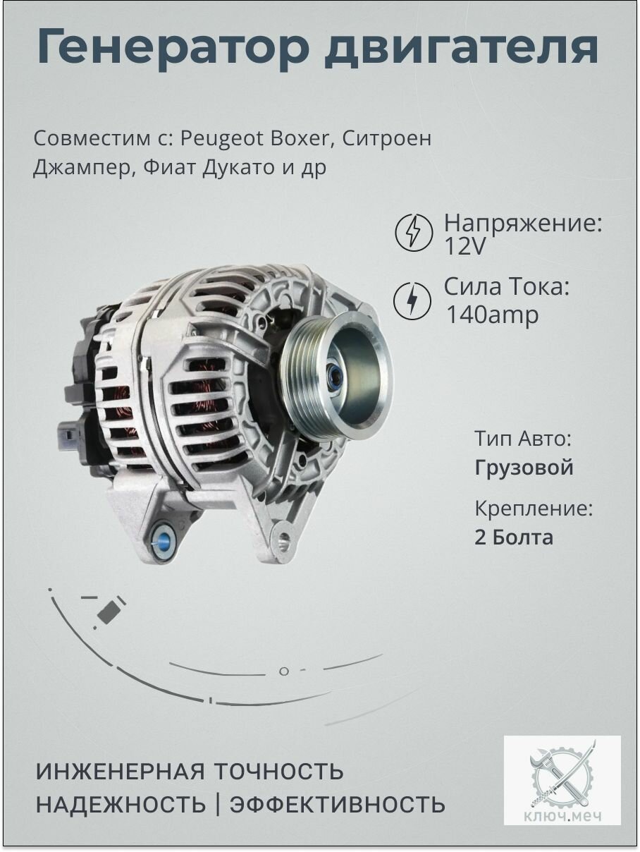 Генератор для Peugeot Boxer, Ситроен Джампер, Фиат Дукато