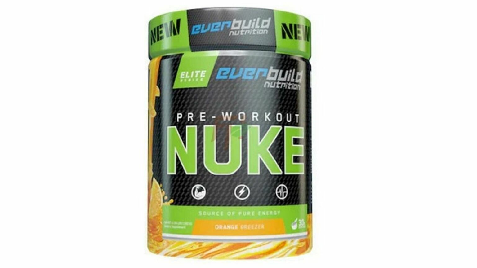 EVERBUILD, NUKE, Pre-workout, Предтренировочный комплекс 180 гр, 30 порций Апельсин (Orange Breezer)