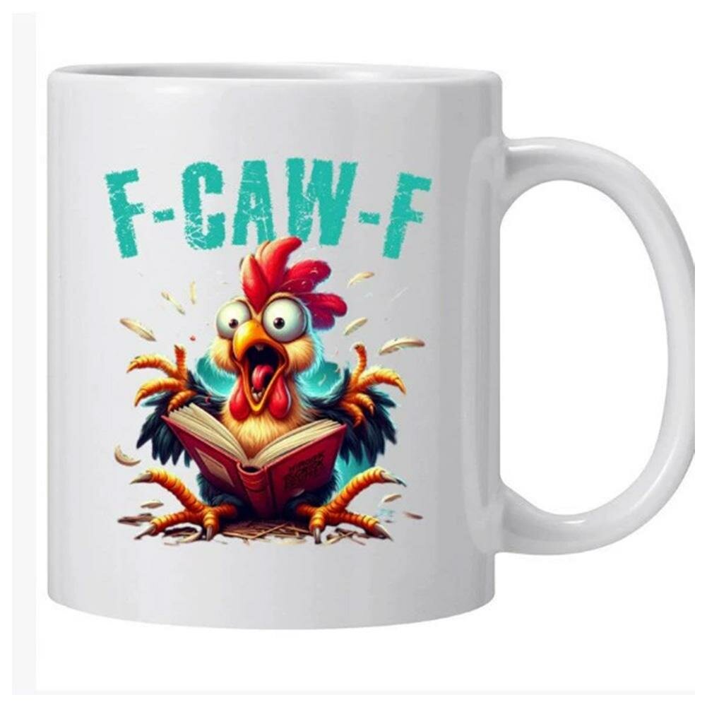 Керамическая кофейная кружка Ainiupi Caw-F с изображением цыпленка, забавная кофейная кружка с изображением сердитого петуха, юмористический подарок для офисных работников и друзей.