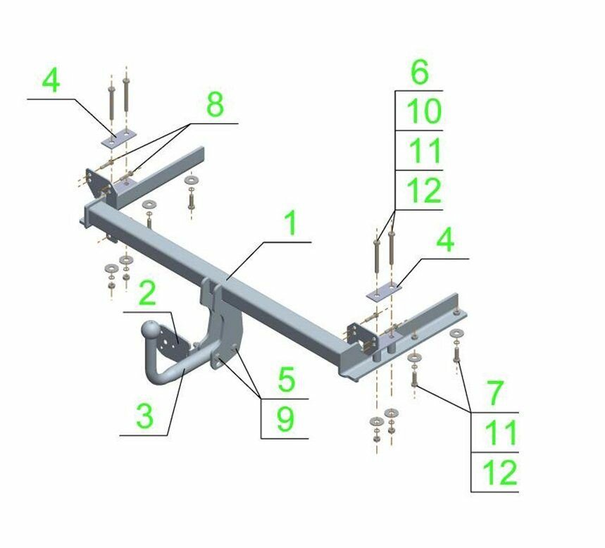 Фаркоп для Kia Spectra седан 2000-2009, Kia Sephia седан 1998-2004 Тип шара: A. Нагрузки: 1350/75 кг, KI 14