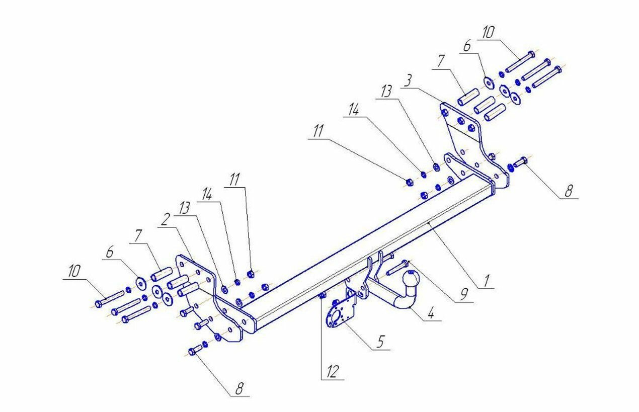 Фаркоп для Volvo XC90 2003-2014 Тип шара: A. Нагрузки: 1500/75 кг, VL 01