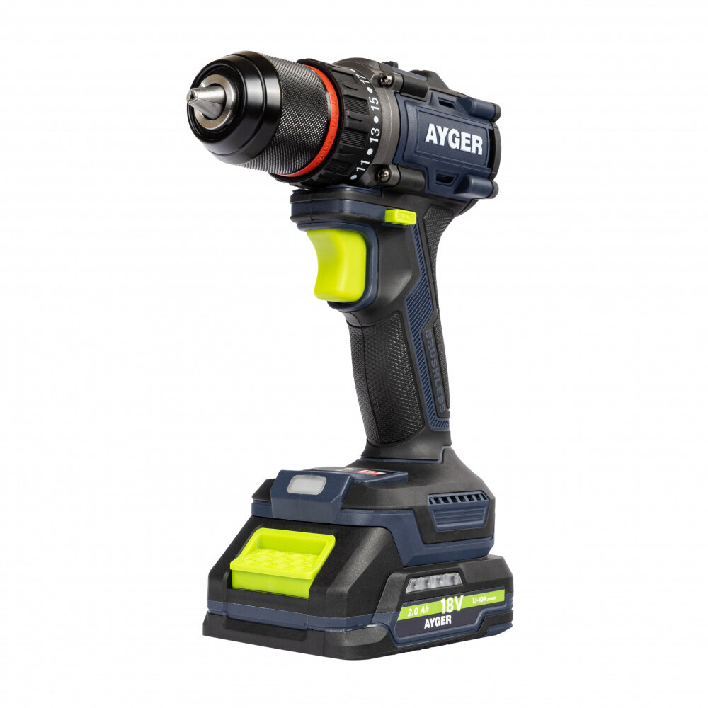 Аккумуляторная дрель-шуруповерт AYGER AP20BL2-70 70Hm, 2 Акб 2А/ч