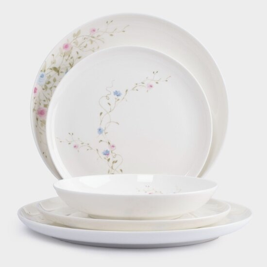 Сервиз обеденный Anna Lafarg Gentle garden 6 перс, 18 пр, фарфор F, белый, Цветы (ANLAF-GL25D0501)