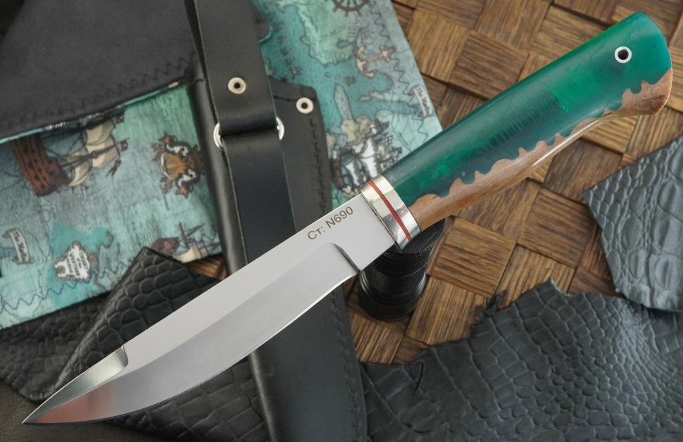 Нож Антарес Перо, сталь N690, рукоять акрил/стабилизированная древесина