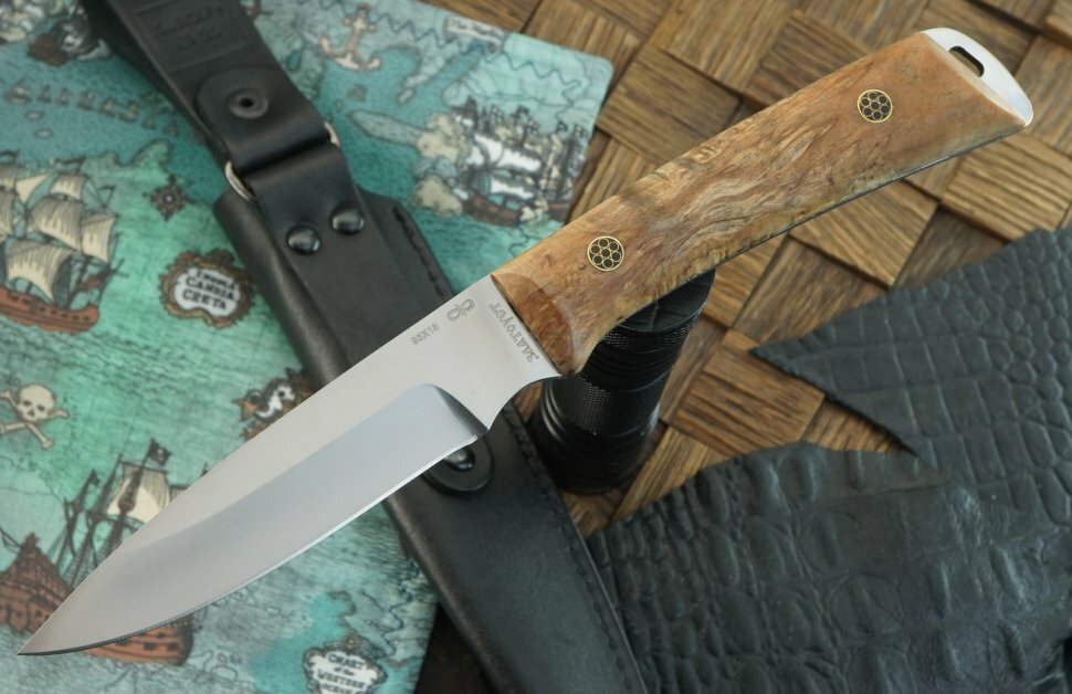 АиР нож с фиксированным клинком Снегирь-21, 95х18, стабилизированная карельская береза