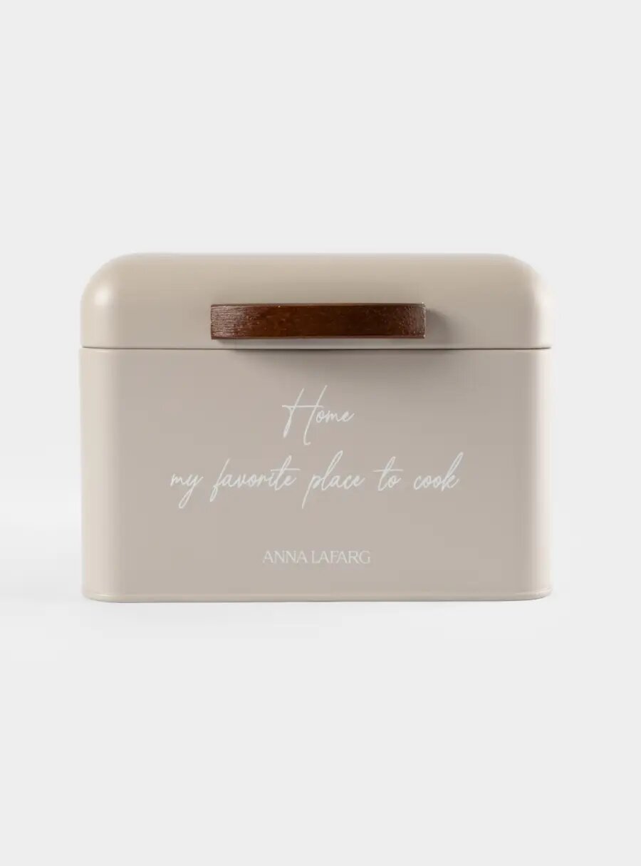 Хлебница, 20х20х14 см, металл/дерево, квадратная, бежевая, Retro