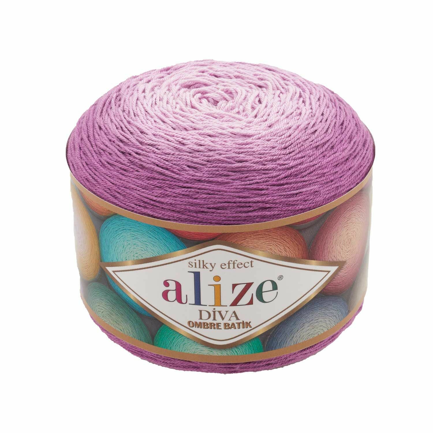 Пряжа Alize Diva Ombre Batik 7244 (1 моток, 250г/875м) розово-сиреневый