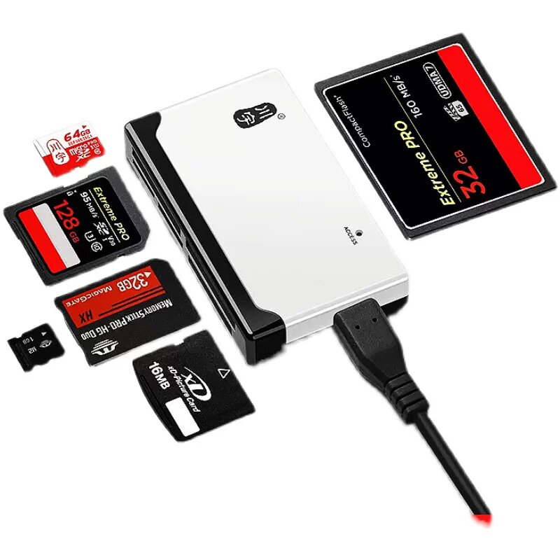USB 2.0 Шестикартный Считыватель для SD, TF, CF, MS, XD, M2 Карт - Совместим с Компьютерами