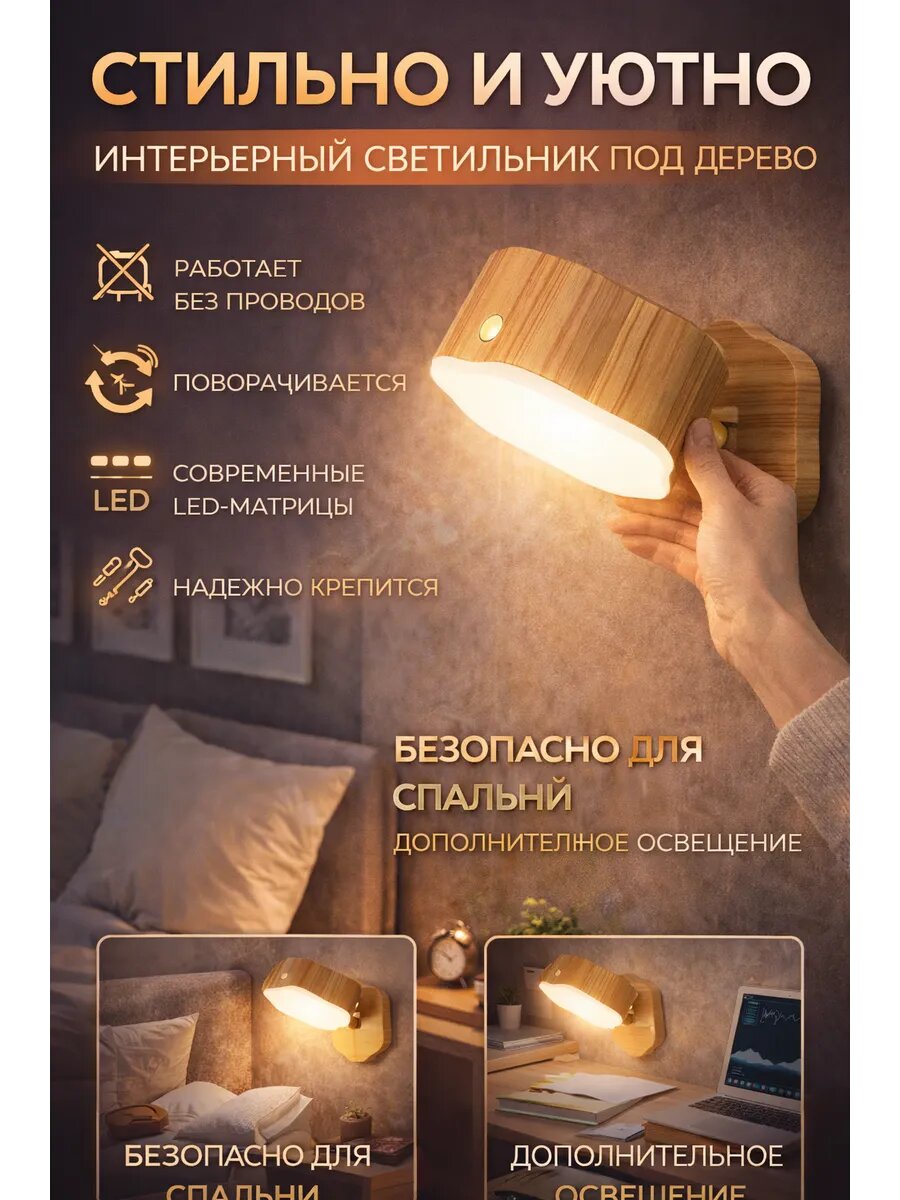 Беспроводной настенный светильник бра