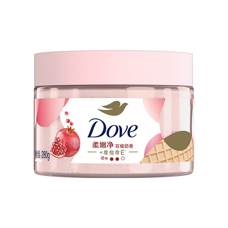 Скраб для тела унисекс Dove, 3 Pcs, 280g, увлажняющий фруктовый аромат, отшелушивающий, гидратирующий