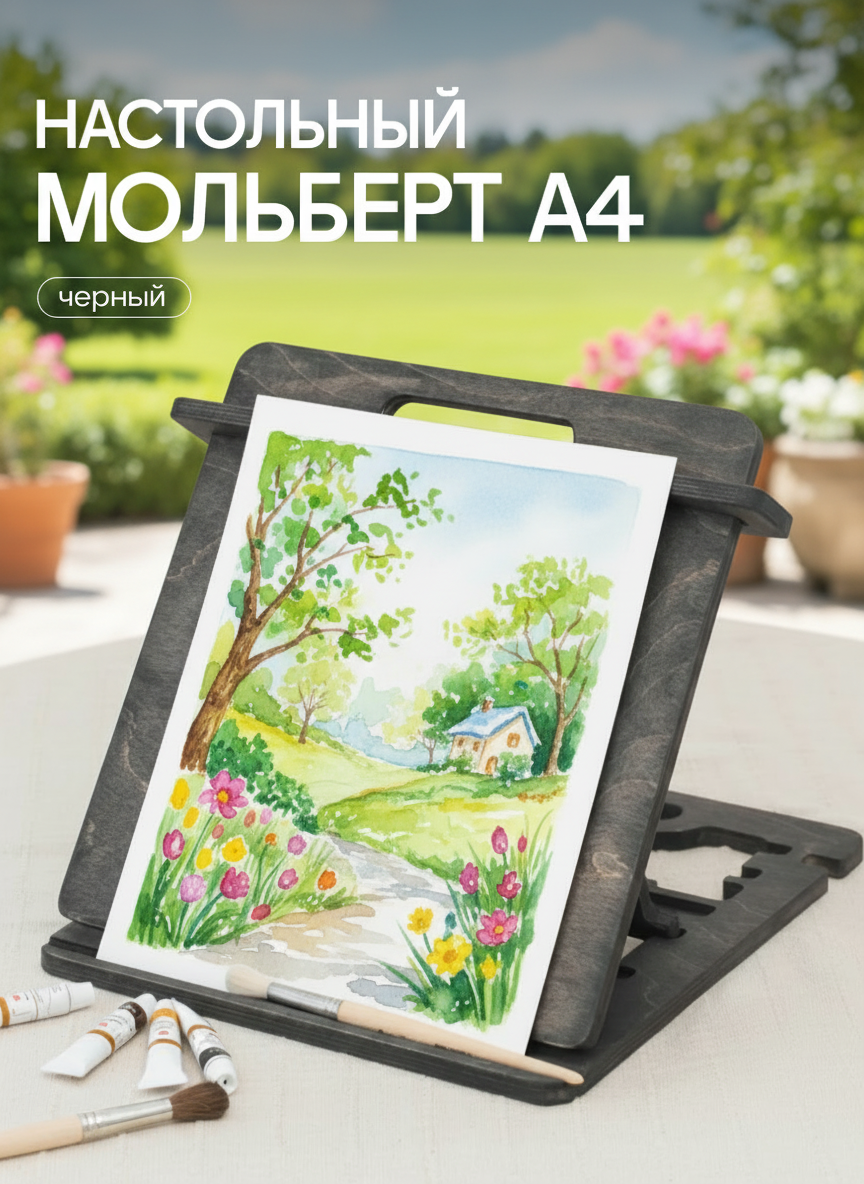 Мольберт для рисования А4 от "Растульчик", настольный с регулировкой наклона, темный дуб