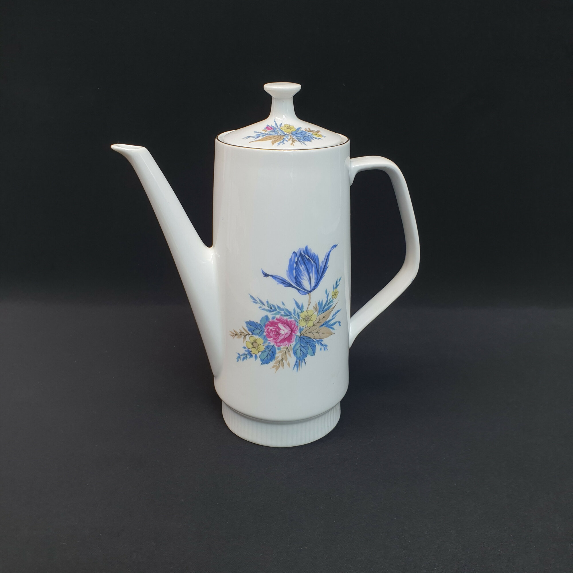 Винтажный кофейник Colditz, фарфор деколь золочение 1.3 л, ГДР