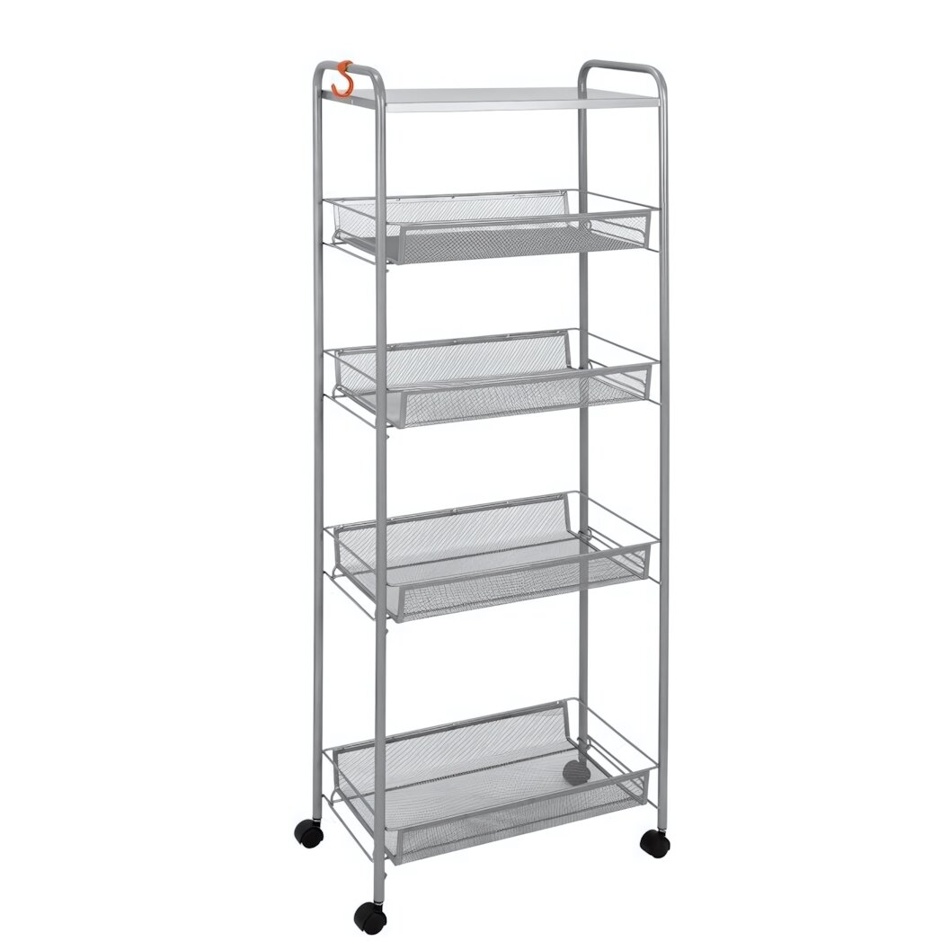 Этажерка "Ладья 25 КС" 4 полки и столешница, на колесиках, цвет графит, нагрузка до 10 кг