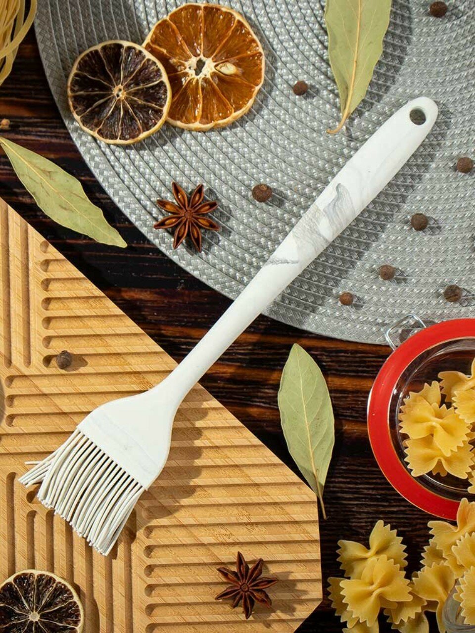 Кисточка кондитерская силикон, 26х4.5 см, навеска, Daniks, Emerald, Y4-7302