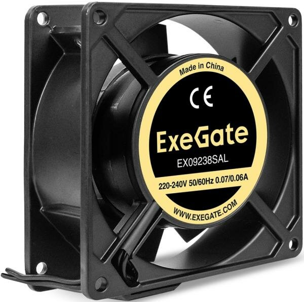 Вентилятор 220В AC ExeGate EX09238SAL (92x92x38 мм, Sleeve bearing (подшипник скольжения), подводящий провод 30 см, 2700RPM, 39dBA)