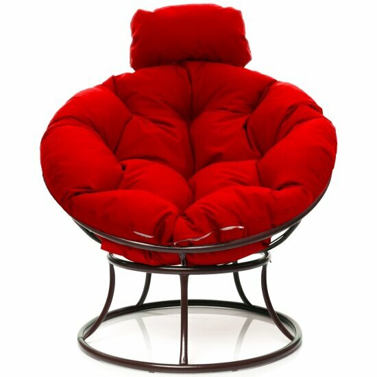 Садовое кресло M-group папасан мини без ротанга коричневое, красная подушка, шт