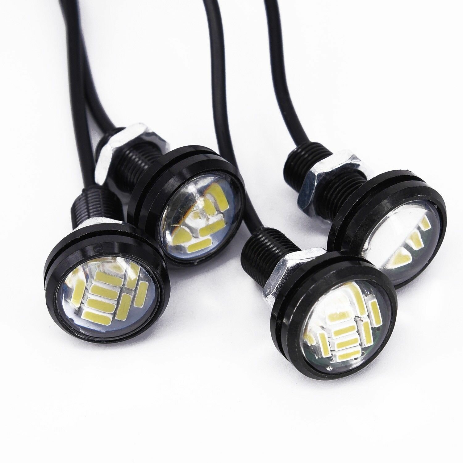 Дневные ходовые огни LED 12V 15W (4 шт), 12 LED, белый свет, 22 мм — дополнительная видимость и замена в авто
