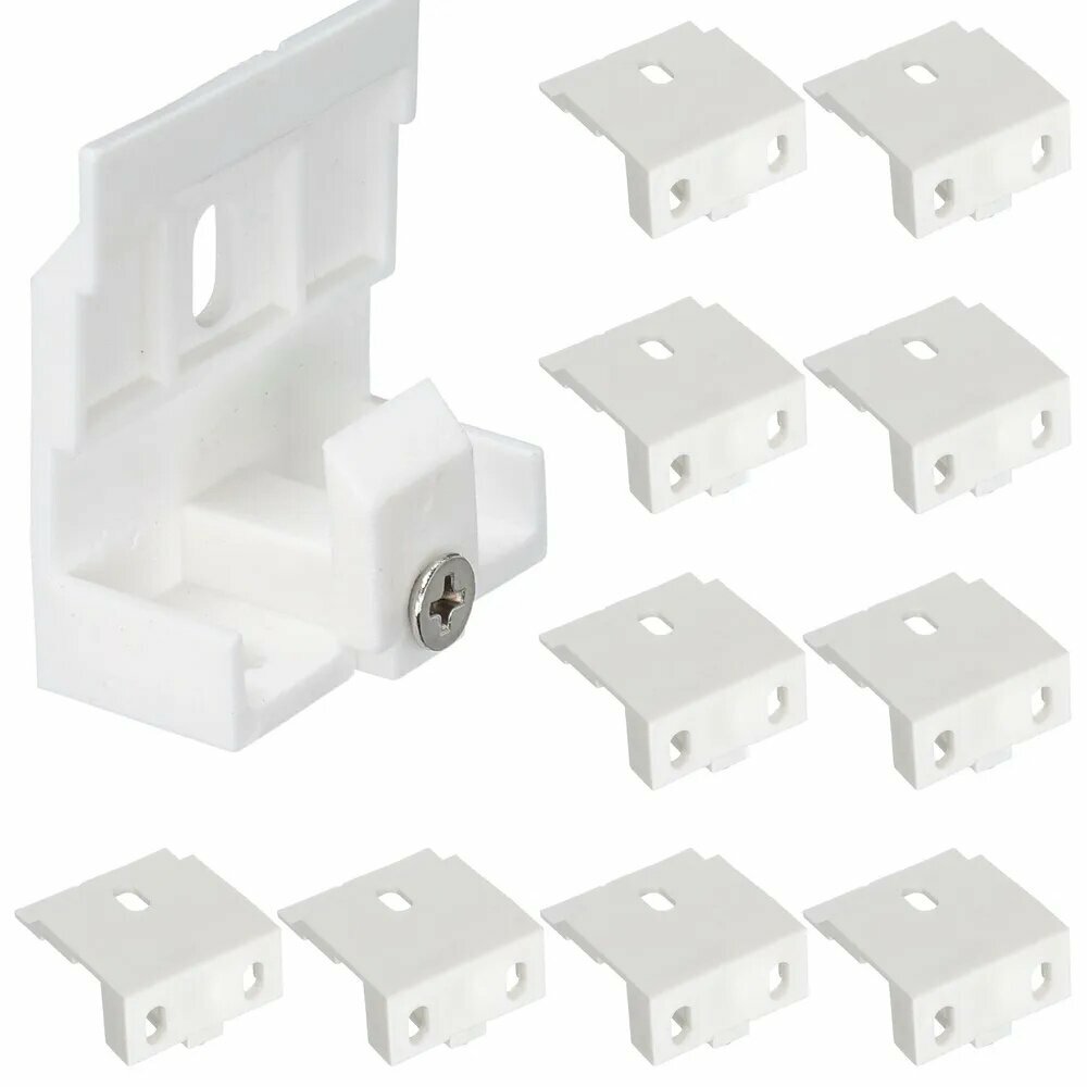 Клипсы для штор с пластиково-металлическим кронштейном, белые, для крепления жалюзи и штор, 10 шт