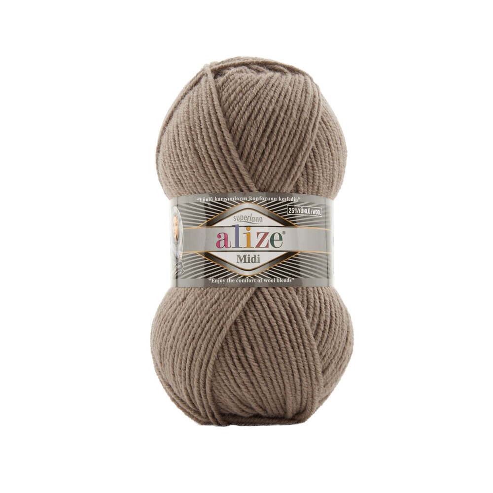 Пряжа для вязания Alize Superlana midi 991 норка 100 гр/170 м 25% шерсть, 75% акрил