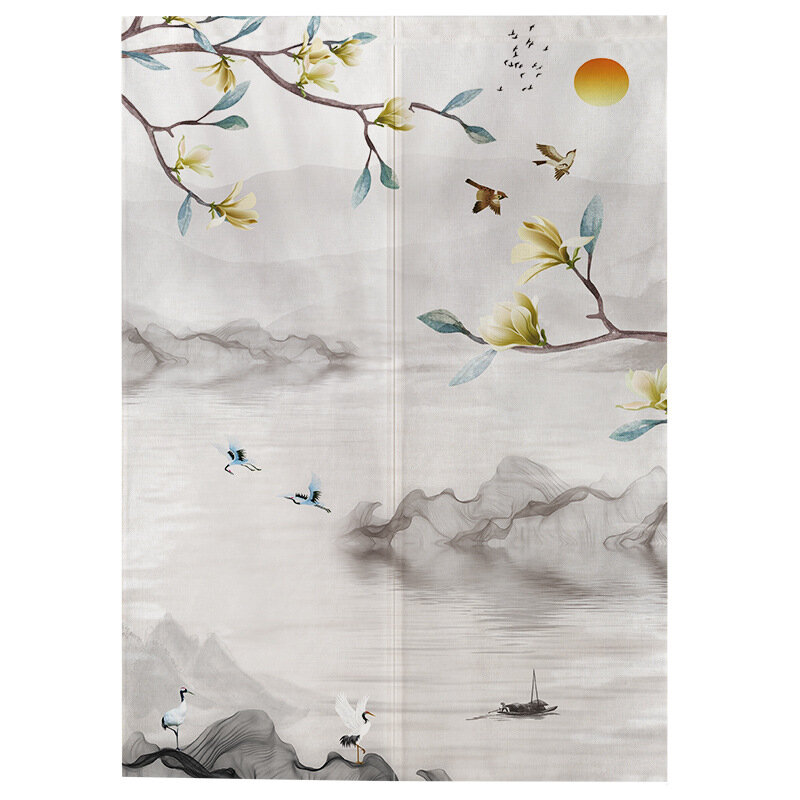 Дверная занавеска в китайском стиле, перегородка-занавеска, кухонная занавеска, домашняя полудлинная тканевая занавеска для спальни, тканевая занавеска в китайском стиле, подвесная занавеска без сверления.