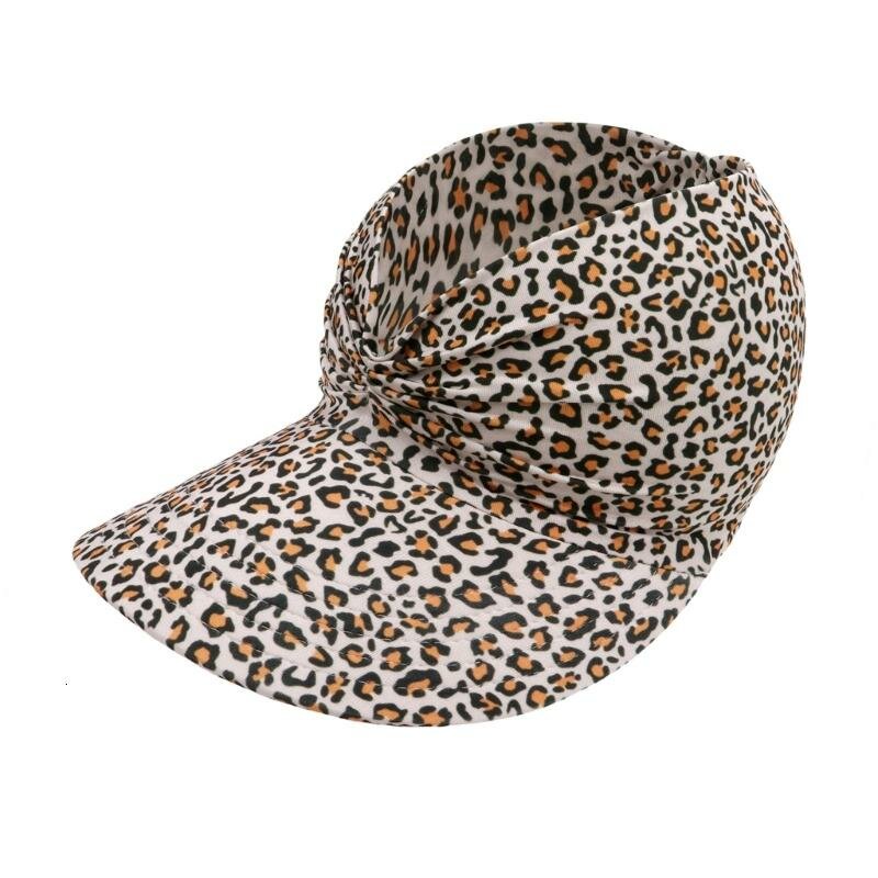 Шляпа солнцезащитная широкополая в леопардовом принте, Бежевый леопардовый узор