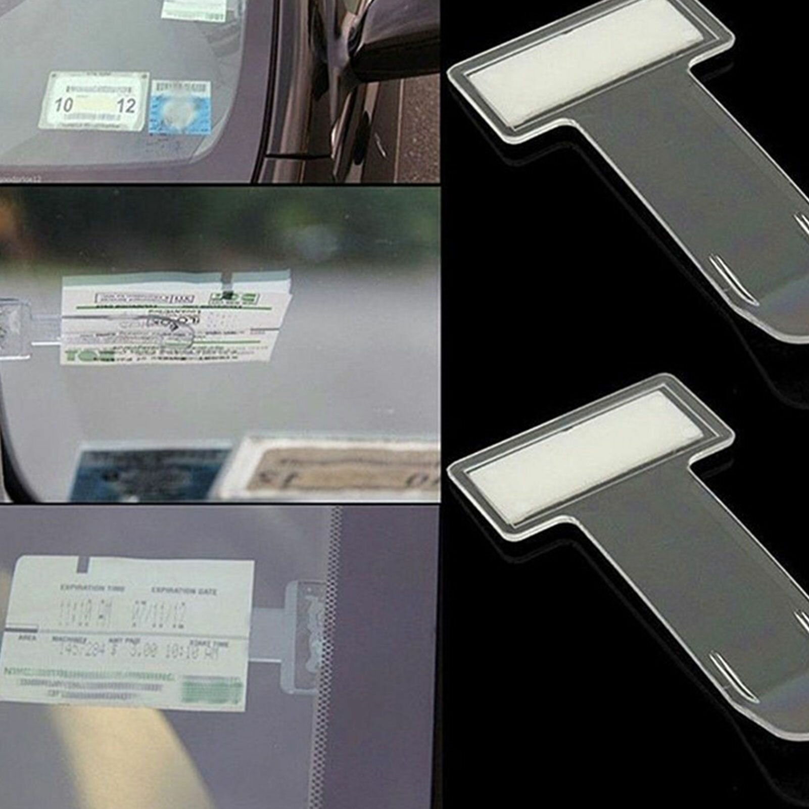 Держатель пропусков, карточек, визиток на лобовое стекло в авто, прозрачный, 1 шт.