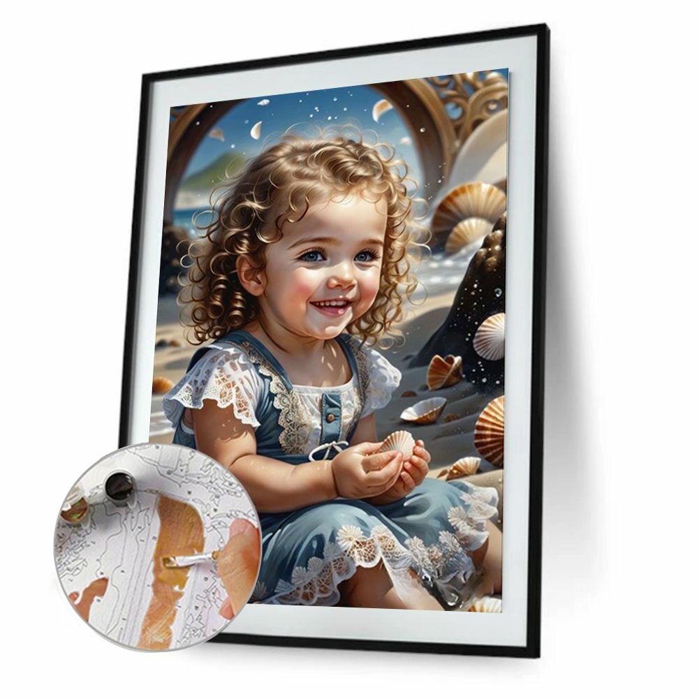 Набор для рисования цифровой картины девочка у моря, холст 40x50 см