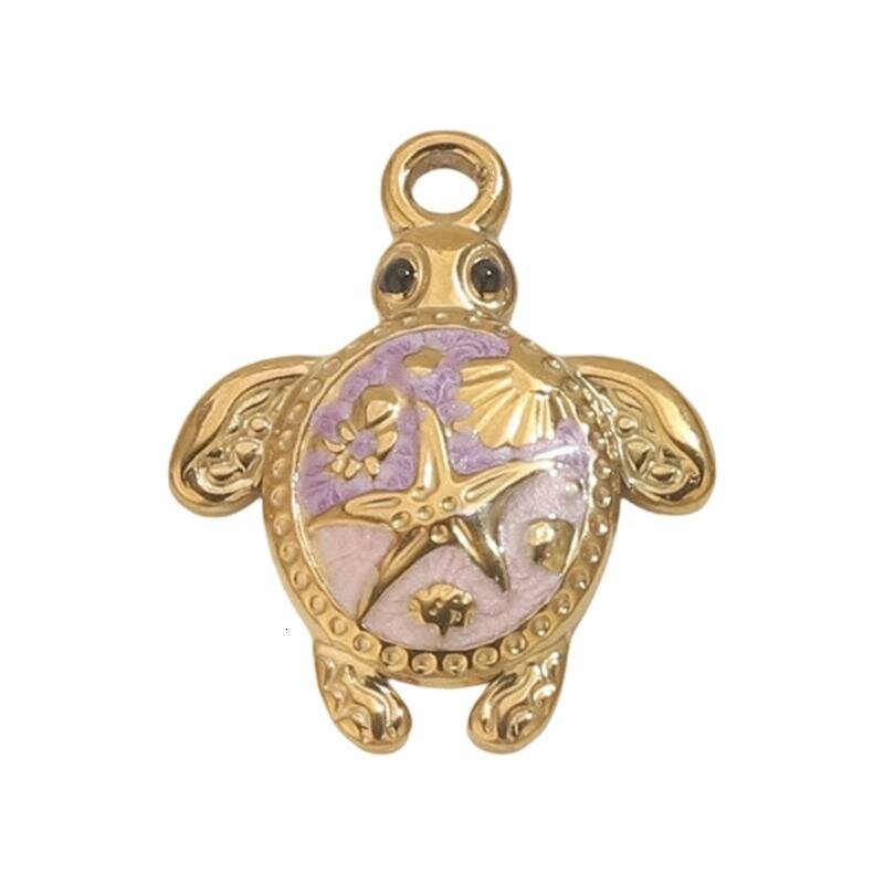 Подвеска «Черепаха» из нержавеющей стали, Фиолетовый порошок