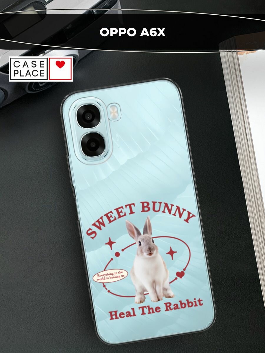Чехол на Oppo A6x / Оппо A6x с принтом Heal the rabbit, прозрачный