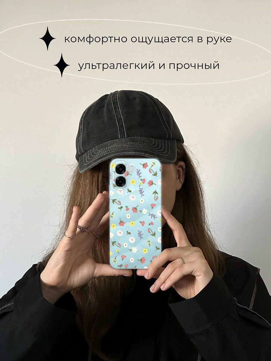Чехол на Oppo A6x / Оппо A6x с принтом Россыпь цветов рисунок, прозрачный — фото 1