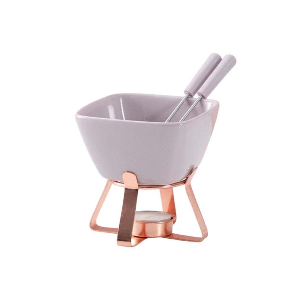 Керамический фондю-набор для шоколада и сыра, Чаша - Полка из розового золота