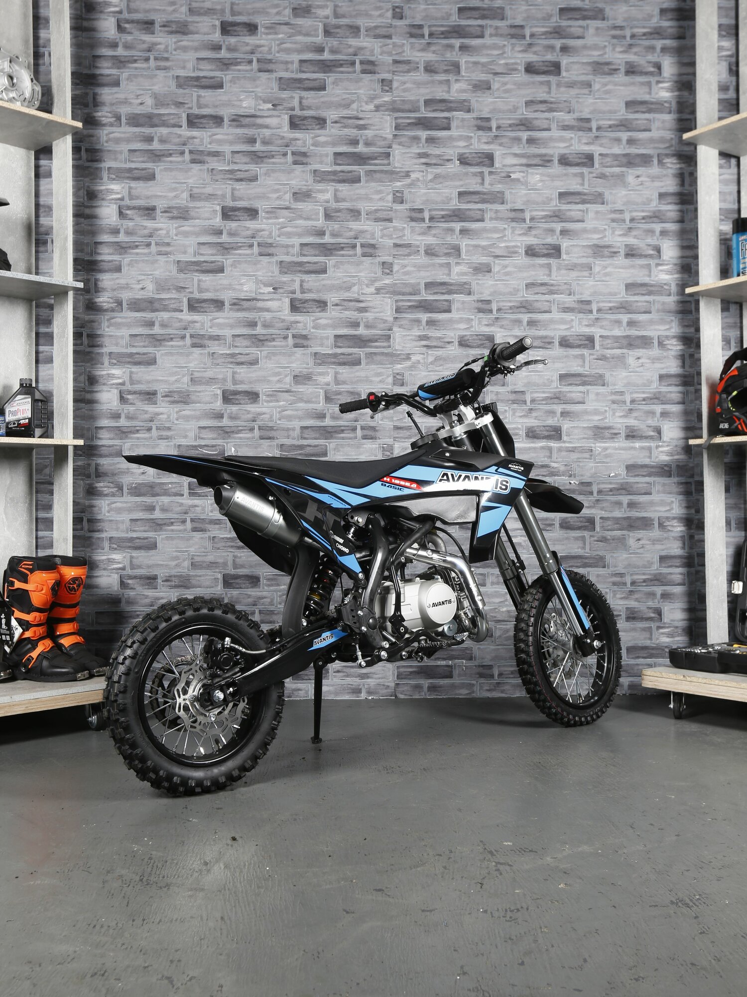 Питбайк Avantis H12- E Basic 14/12 , 125 куб. см, мощность 9 л. с, чёрный/синий — фото 1