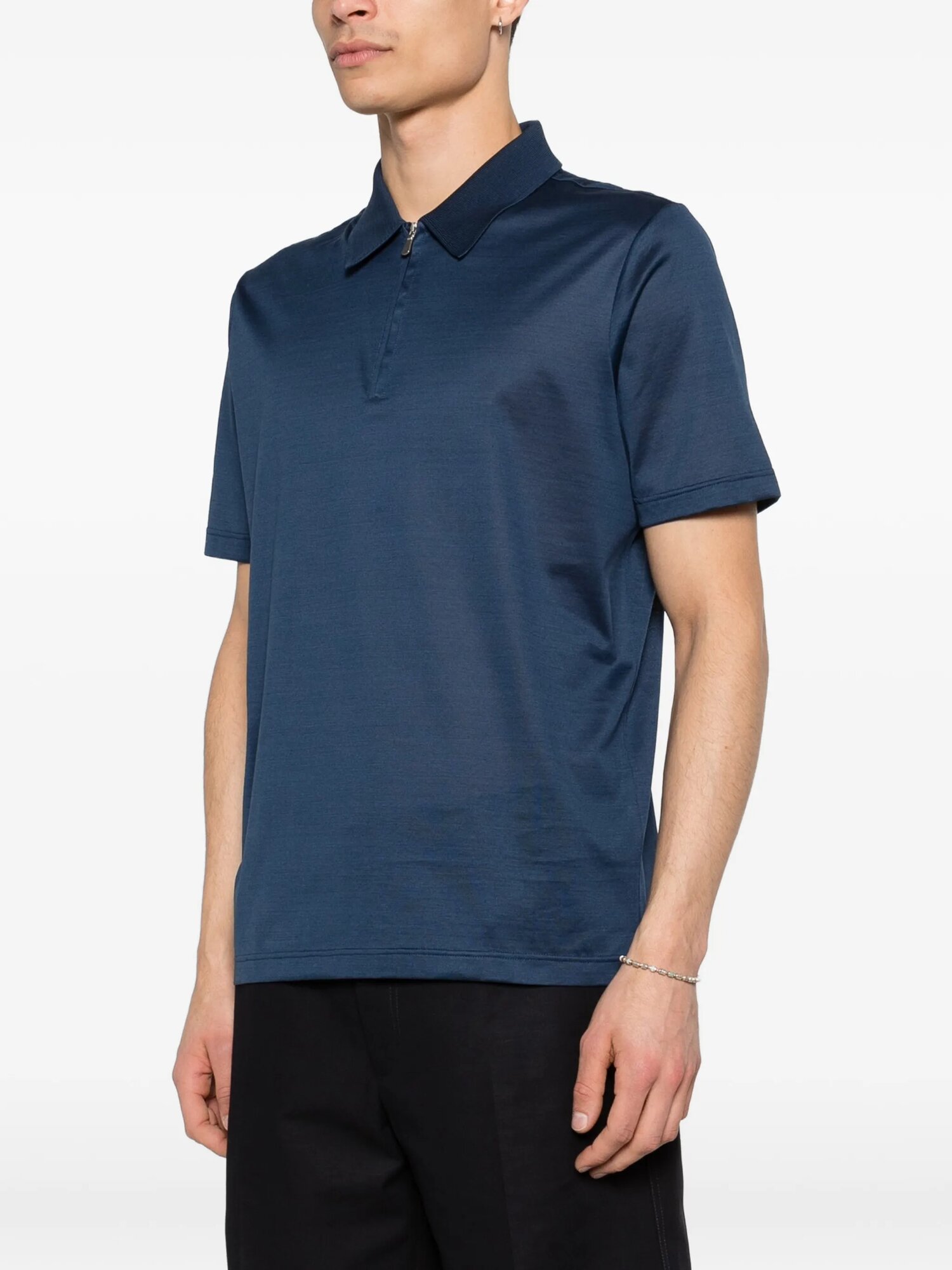 Рубашка Gran Sasso Half-zip polo shirt, размер 52, blue — фото 1