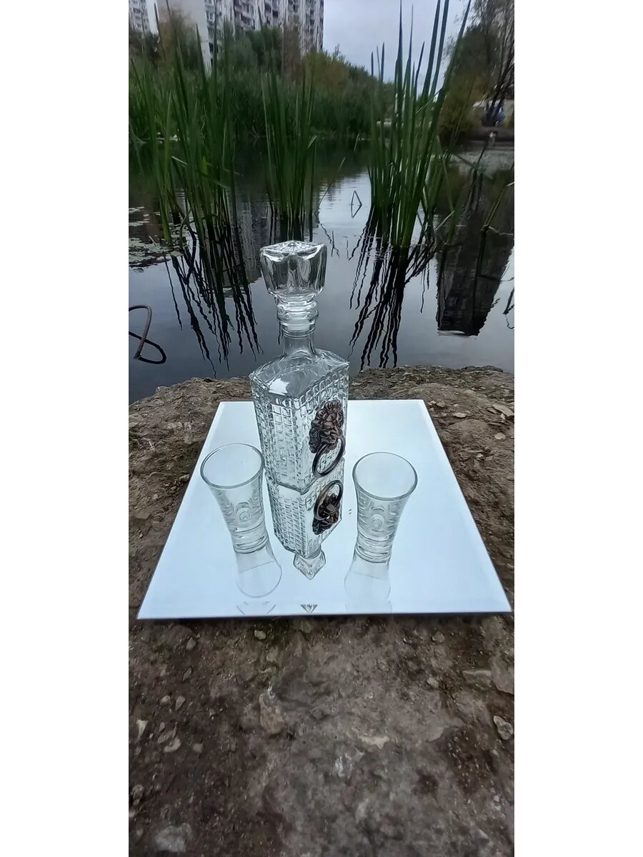 Графин граненый большой Лев 500мл+ 2 стопки высокие 50мл