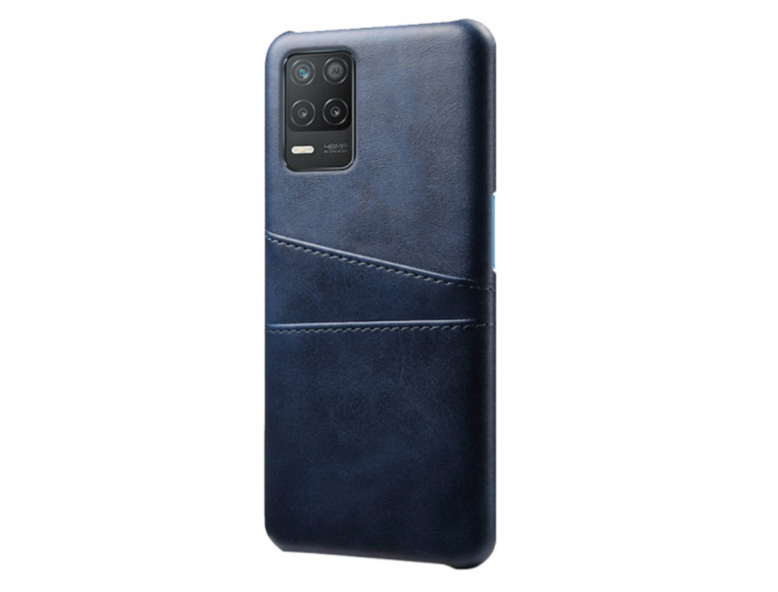 Чехол-бампер MyPads для Realme Narzo 30 4G из качественной кожи с отделениями для карт синий