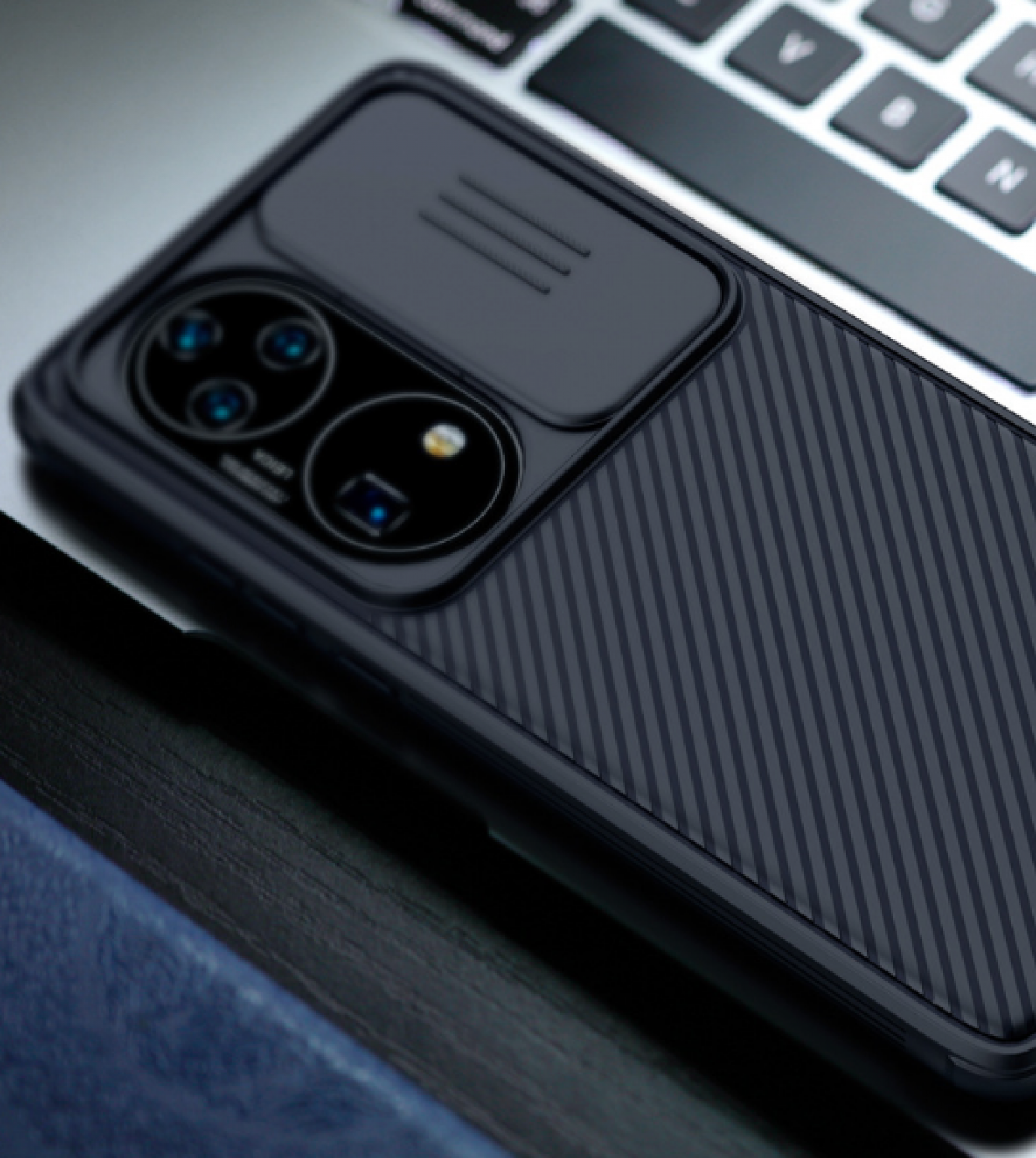 Чехол-бампер MyPads Tenda для Huawei P50 с защитой камеры и матовой карбоновой отделкой