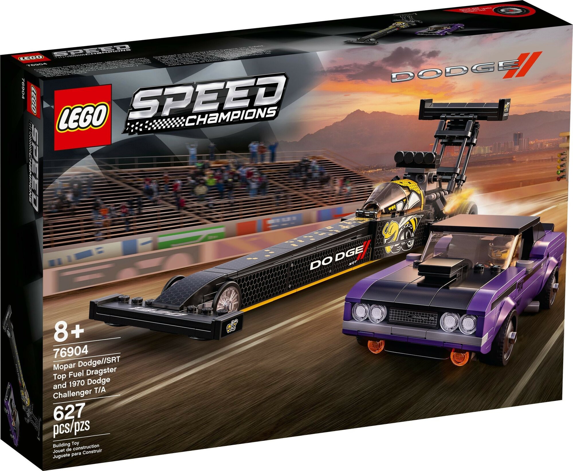 LEGO 76904 Mopar Dodge SRT Top Fuel Dragster и 1970 Dodge Challenger