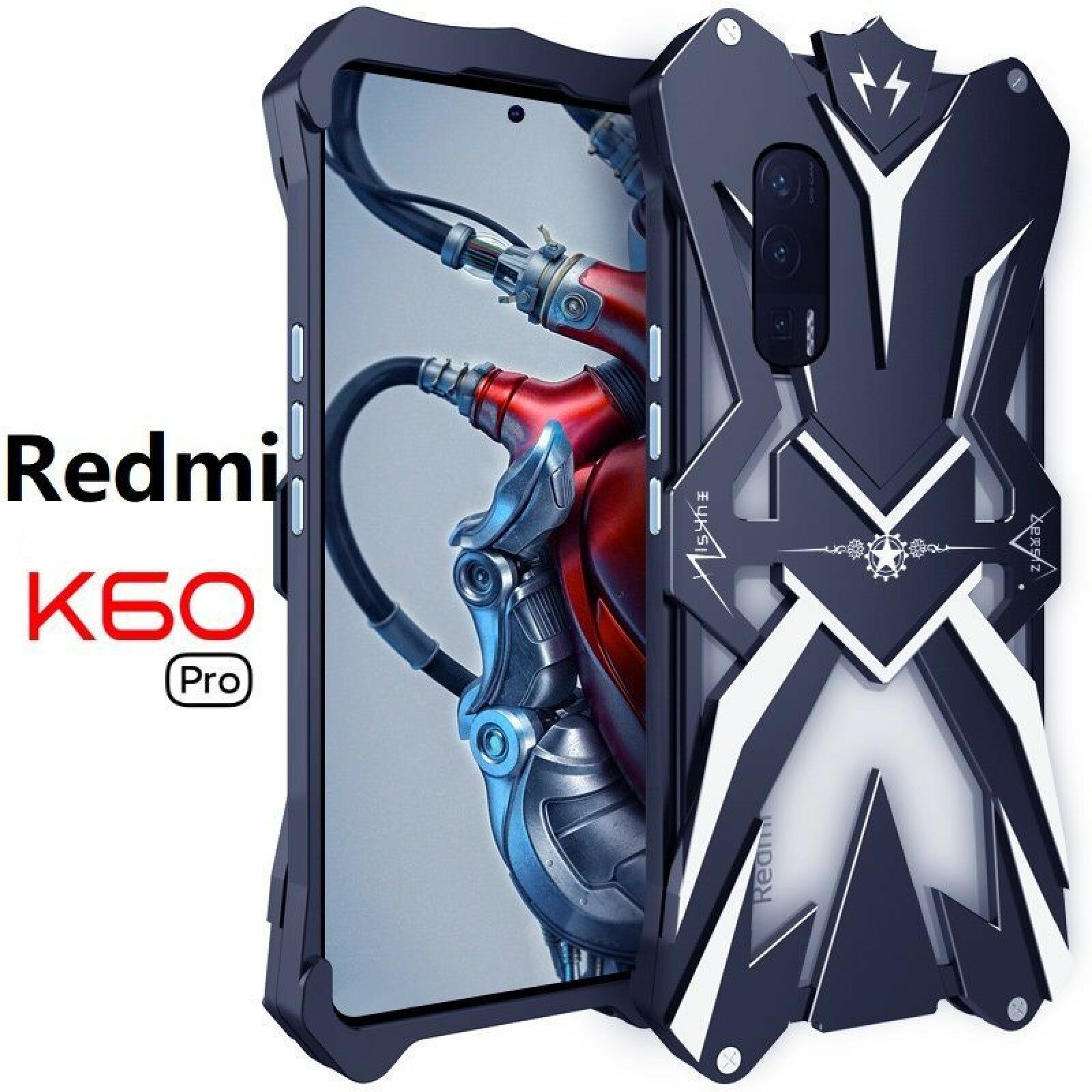 Противоударный металлический чехол MyPads для Xiaomi Redmi K60 Pro и Poco F5 Pro черный