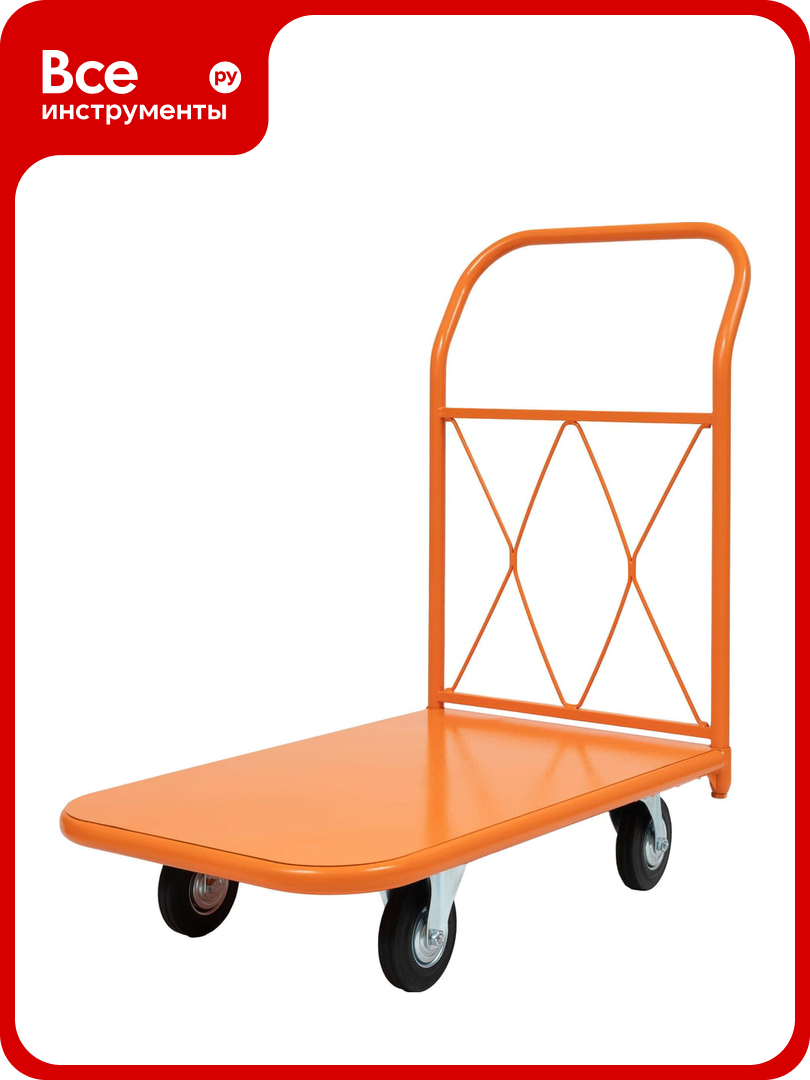 Тележка платформенная 500х800 D125мм Gigant ТП-001, ручная, литые резиновые колёса, фиксированный поворотный