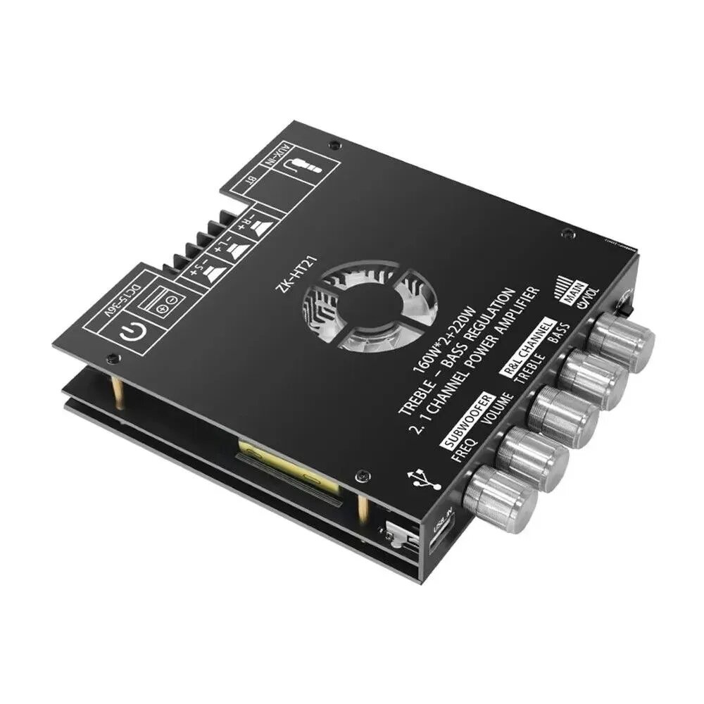 Модуль цифрового усилителя мощности Bluetooth ZK-HT21, 2,1 канала, TDA7498E с интенсивными высокими и низкими тонами, около 145*126*28 мм