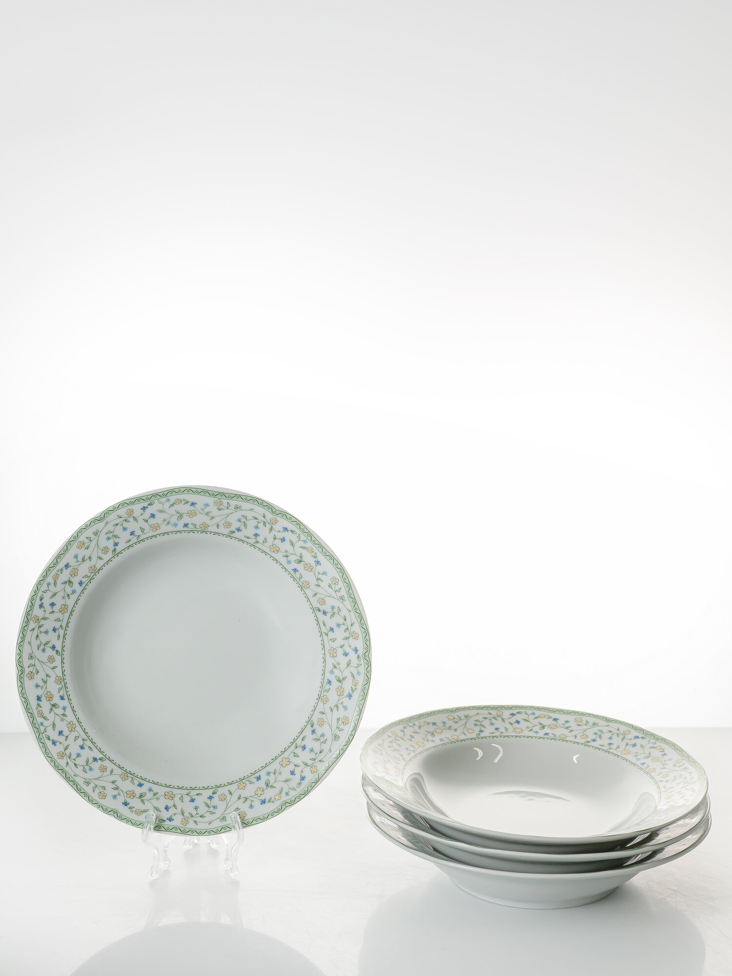 Набор фарфоровых тарелок глубоких 250 мл, 200 мм "Свежесть" ф. Идиллия, 4 шт, Добрушский фарфоровый завод