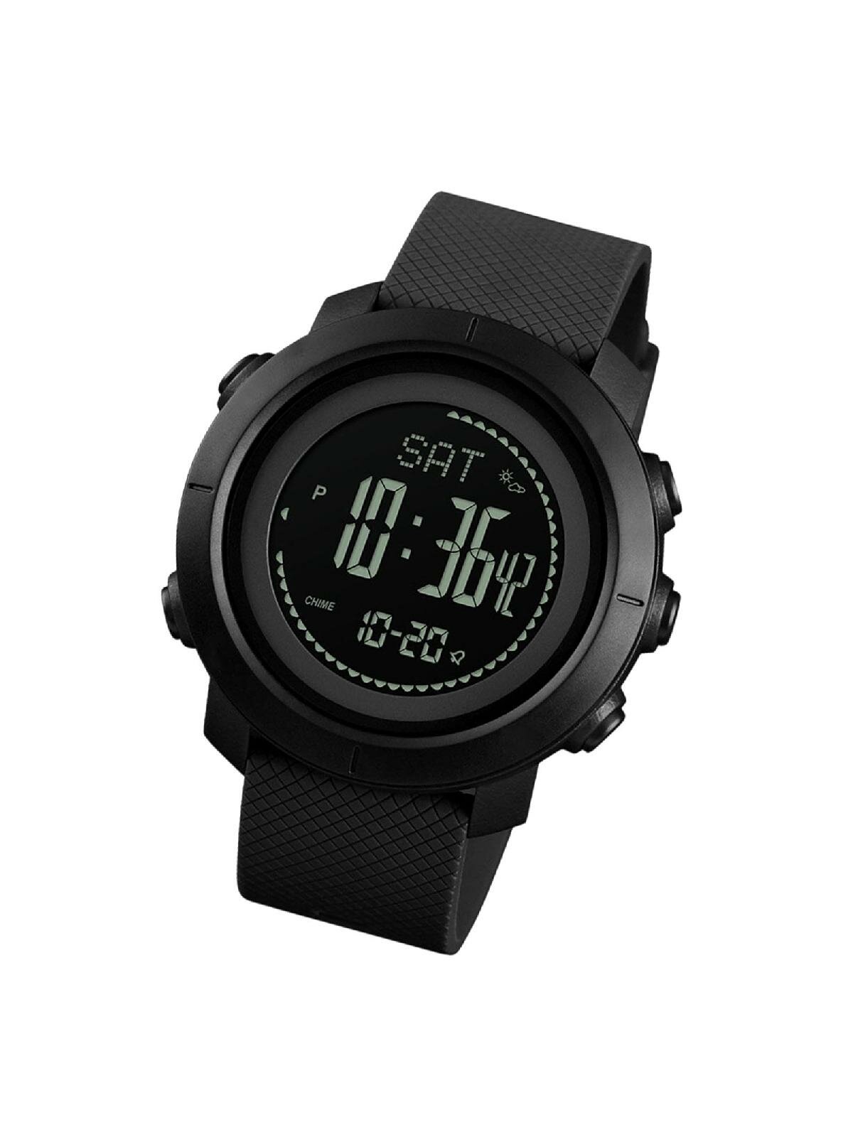 Спортивные электронные часы с секундомером будильником и шагомером для бегунов