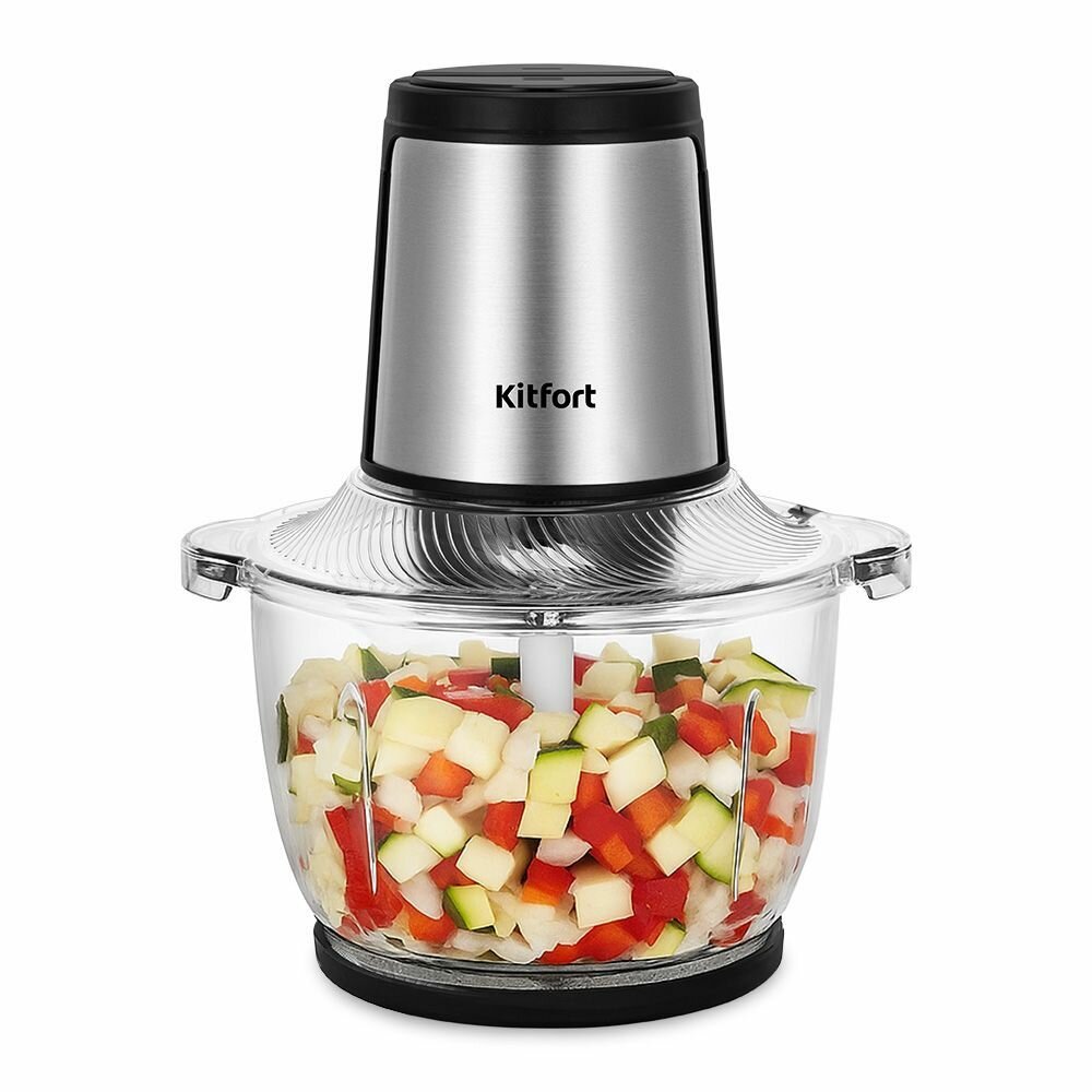 Измельчитель Kitfort КТ-3550, серебристый/черный, 400 Вт, импульсный, защита от перегрузки, пластик