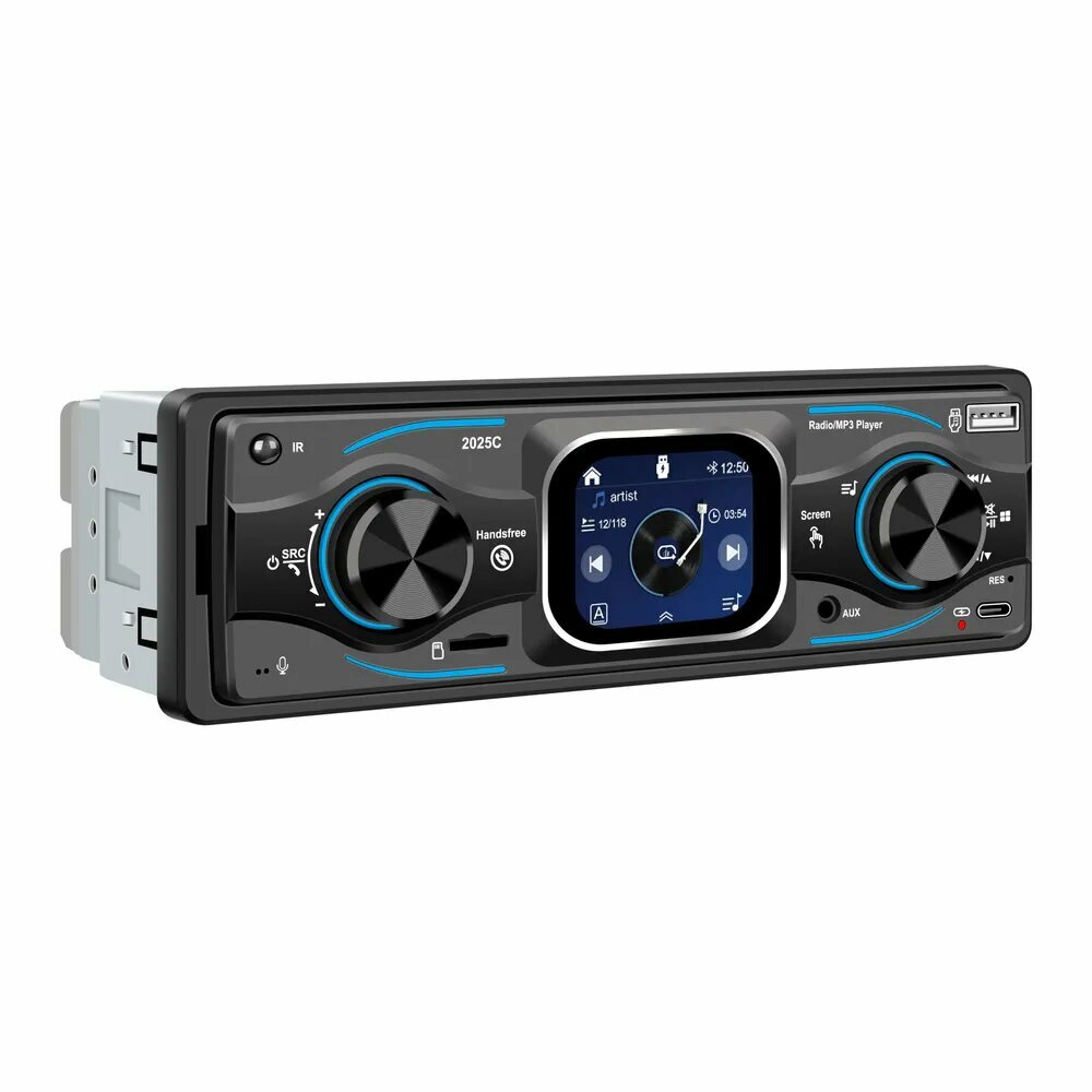 Автомагнитола, диагональ: 2.2", 1 DIN, Bluetooth, MP3, USB, FM Radio